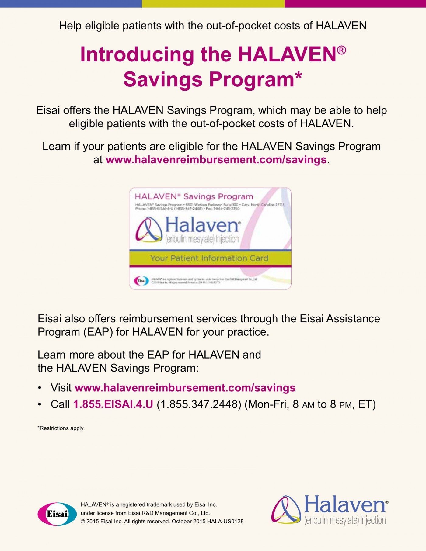 FLASCO / EISAI Halaven Savings Program